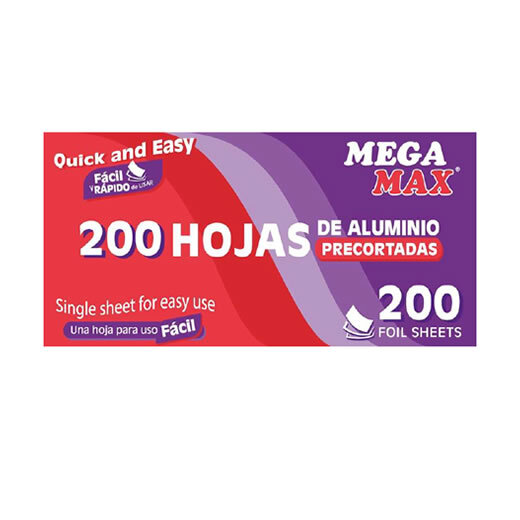 MEGA MAX HOJAS DE ALUMINIO PRE CORTADAS 30CM X 27.3CM 200 HOJAS
